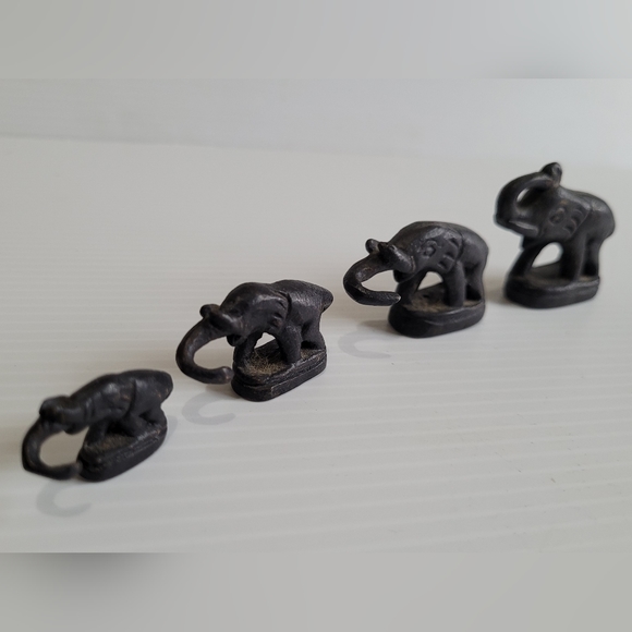 Art | Vintage Set Of 4 Heavy Metal Elephant Family Figurines | Poshmark